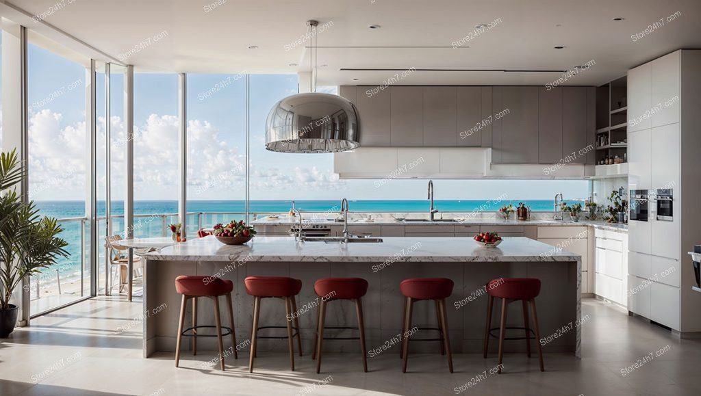 Modern Florida Kitchen Ocean View | Hi-Res Image