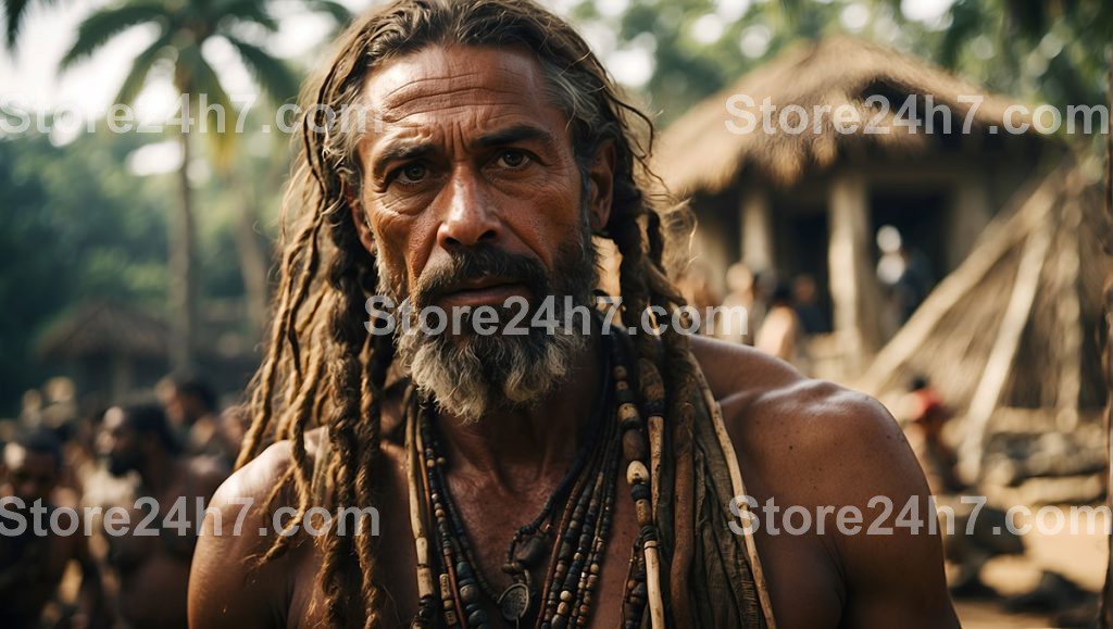 Ancient Tribal Leader Portraiture AI-Generated: AI-Image for Sale