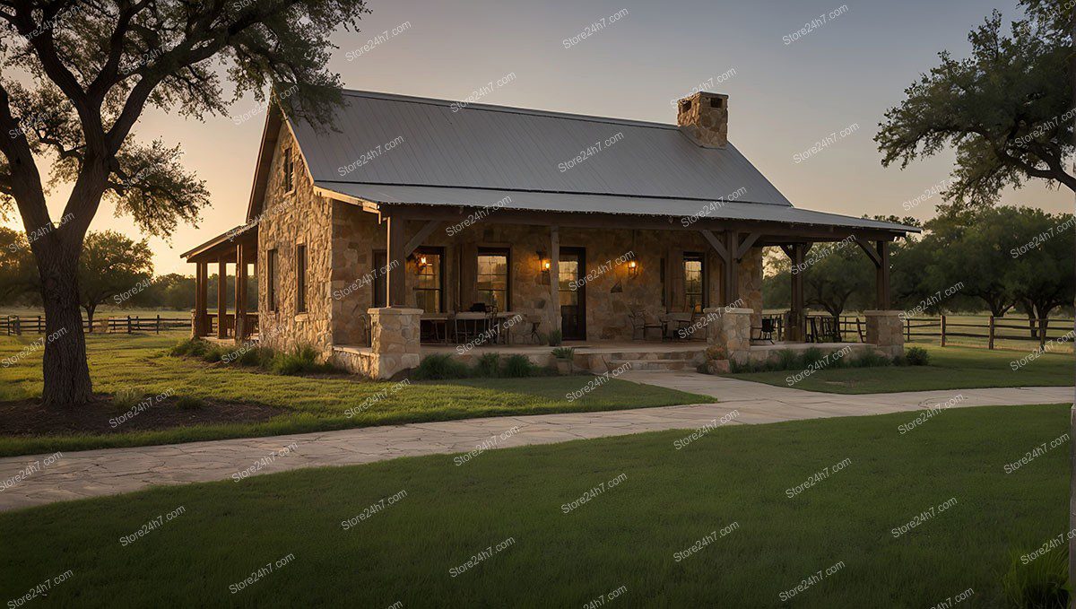 Stone Ranch House: Sunset Country Elegance | Image 4080 x 2304 px