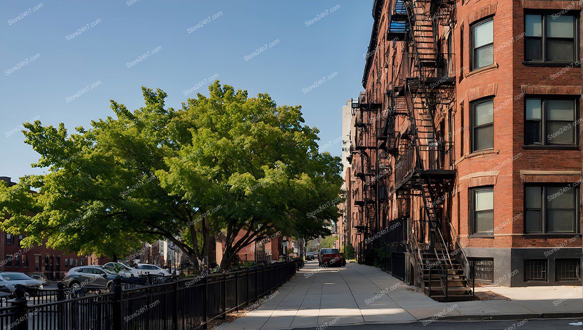 New York Shade Tree Lined Street | Image 4080 x 2304 px