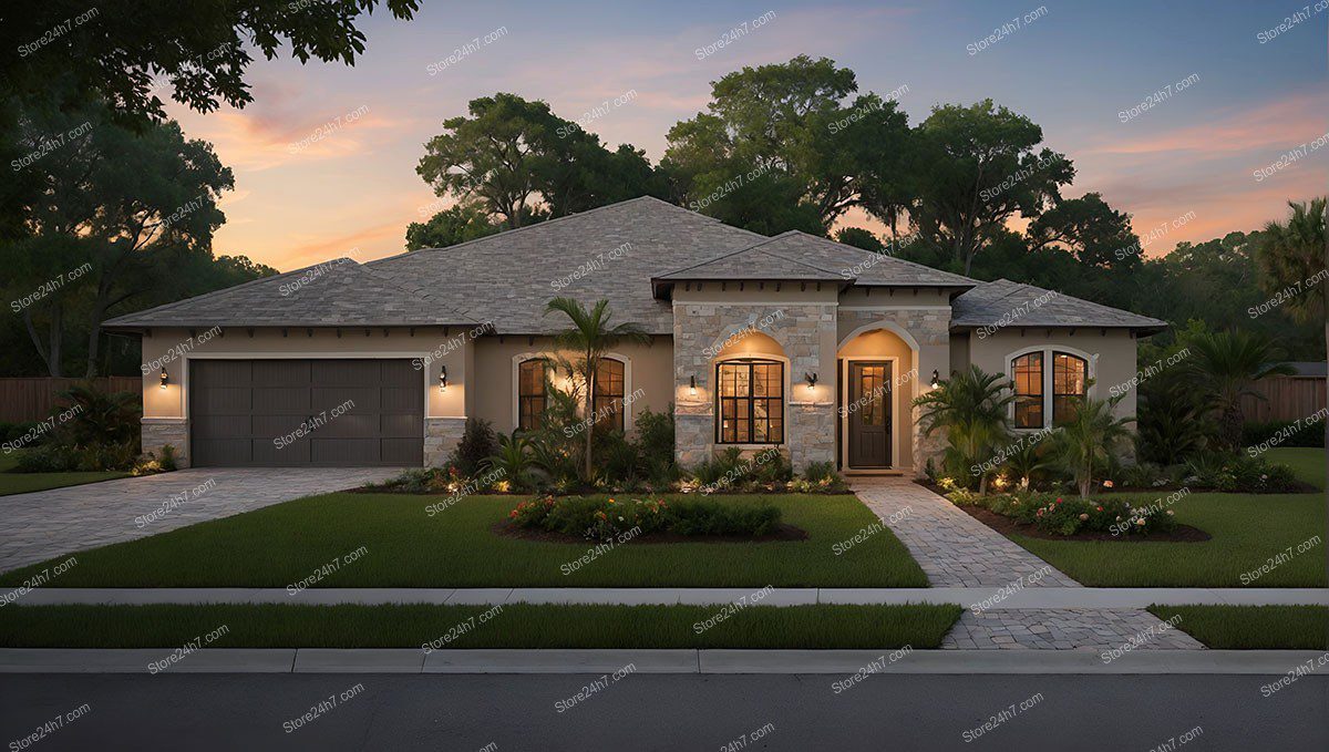 Elegant Sunset Home with Landscaping | Image 4080 x 2304 px
