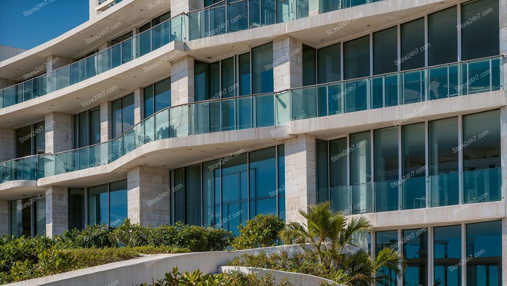 Contemporary Florida Condo Glass Facade | Hi-Res Image