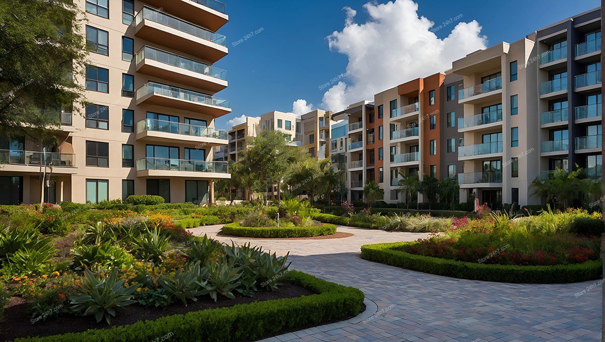 Luxurious Condo Garden Central Pathway | Image 4080 x 2304 px