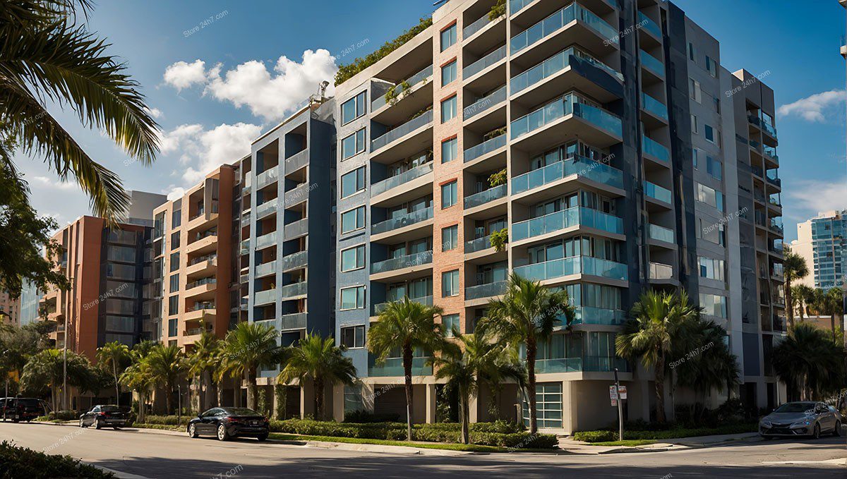 Modern Condos Under Tropical Palms | Image 4080 x 2304 px