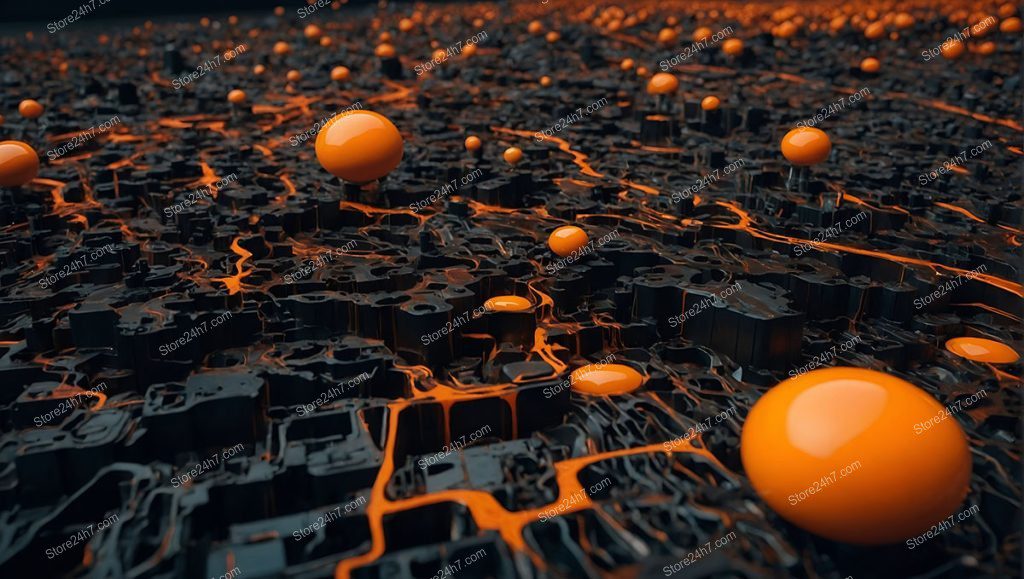 Lava Nodes on Techno Terrain | Image 4080 x 2304 px