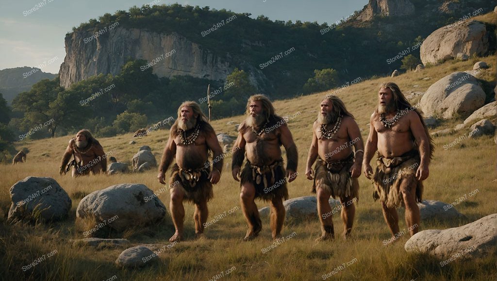 Neanderthal Group Marching Through Valley | Image 4080 x 2304 px